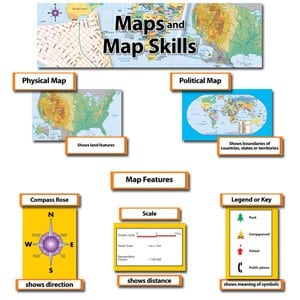Map and Map Skills Mini Bulletin Board Set - Keys to Learning Store